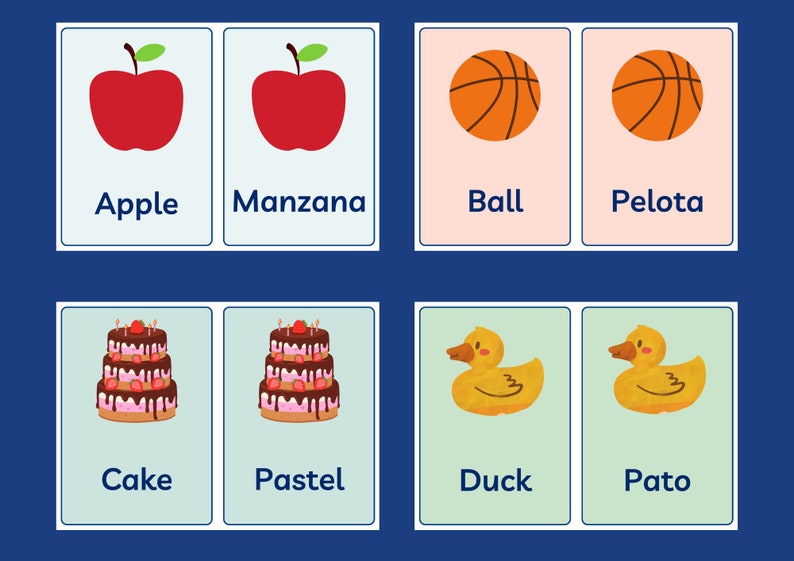 Bilingual English/spanish Alphabet Flash Cards - Colorful Learning for ...