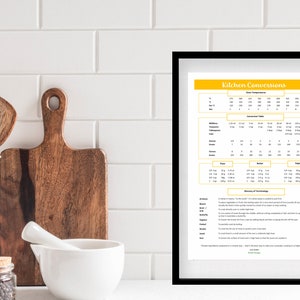 Handy Kitchen Conversion Printable in a Yellow Theme , Oven, Cooker ...