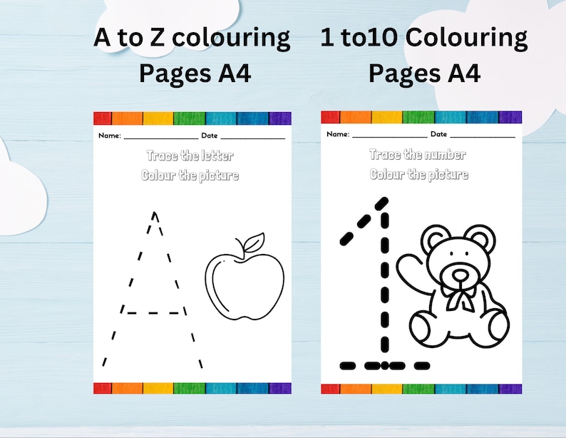 Pre School Learning, Digital Download Tracing and Colouring Pages. A to ...