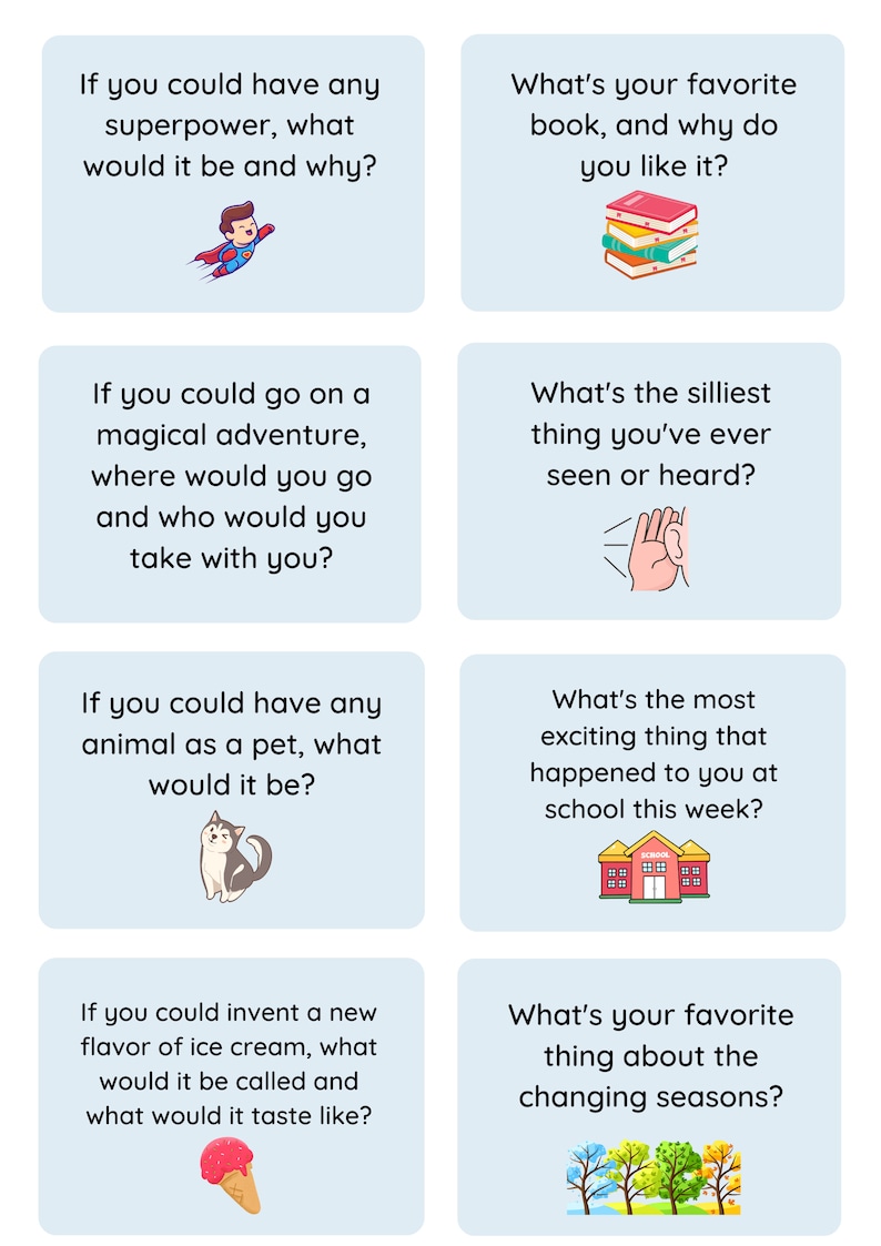 Interactive Bi-lingual Kids' Question Cards - 100 Fun Prompts for ...