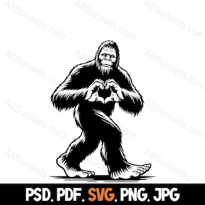 Bigfoot Hands Making Heart Silhouette Svg Png Jpg Psd Pdf File Types ...