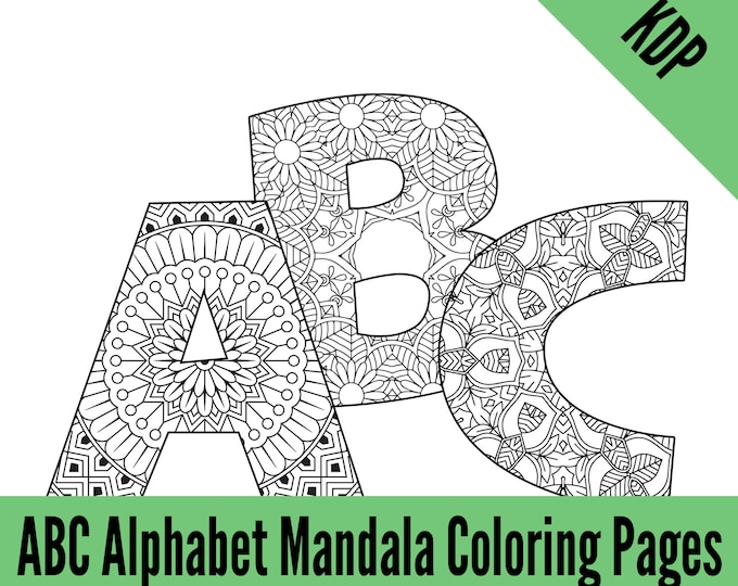 KDP Alphabet A-Z & Numbers 0-9 Mandalas Coloring Pages Sheets PDF ABC ...