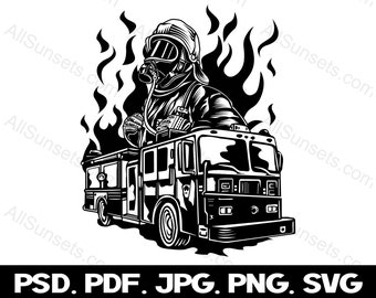 Firetruck Fireman SVG Bundle Digital Cut Files for Cricut - Etsy