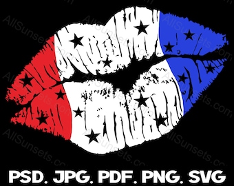 American Flag Lips Svg - Etsy
