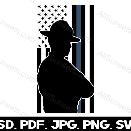Police Trooper Thin Blue Line American Flag Vector Graphics - Etsy