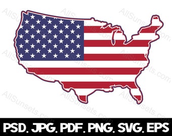 Louisiana State Shape American Flag Svg Png Jpg Psd Pdf File - Etsy