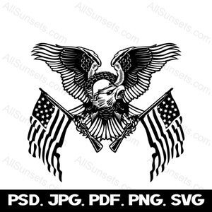 Eagle American Flags on Rifles Svg Png Pdf Psd Jpg Vector File Format ...