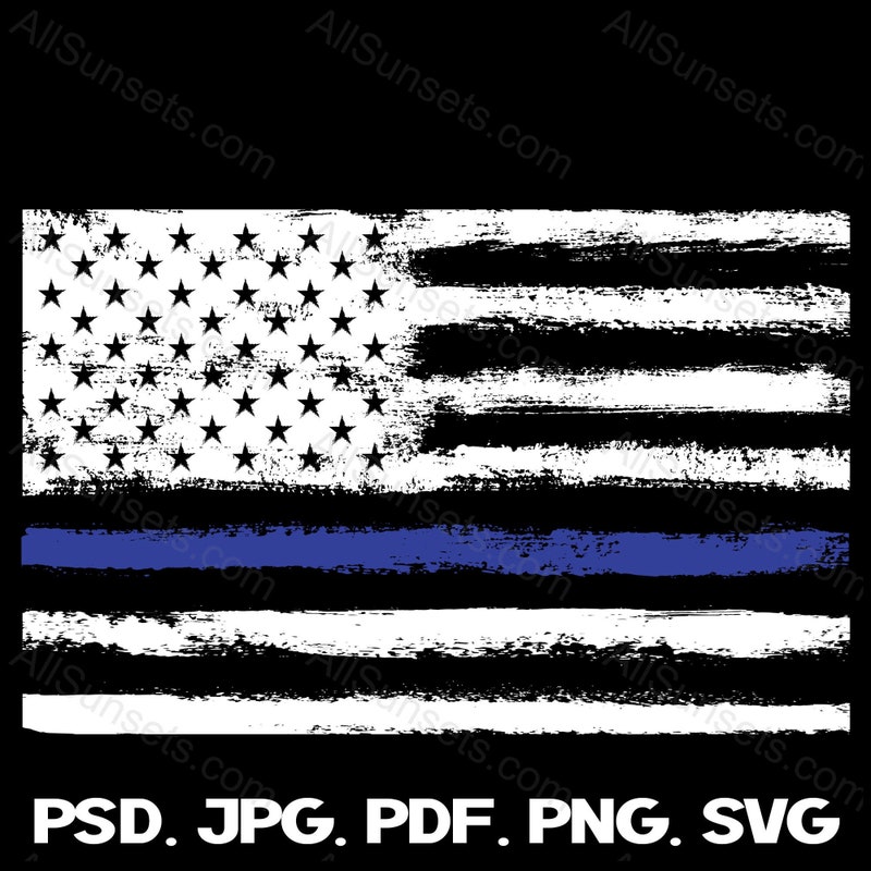 Thin Blue Line Flag Svg - Etsy