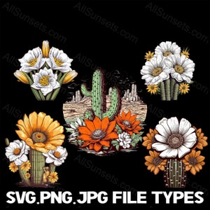 Arizona State Flower Pretty Saguaro Cactus Blossom Graphics Bundle ...