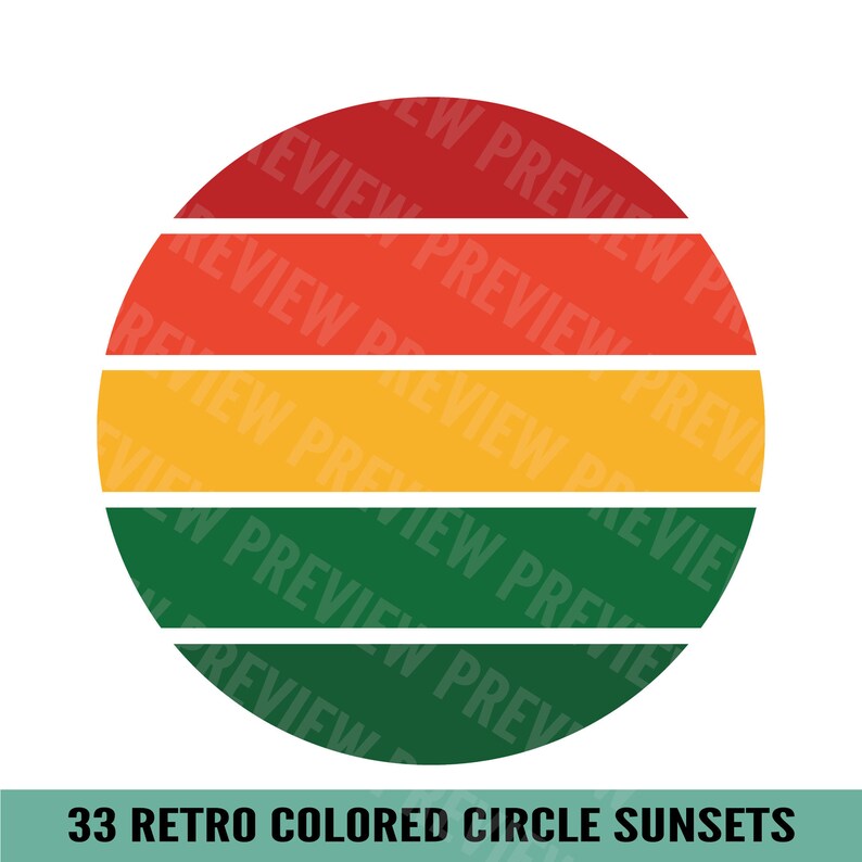 Retro Colored Circle Sunsets Clipart 33 PNG Files Circle Round ...