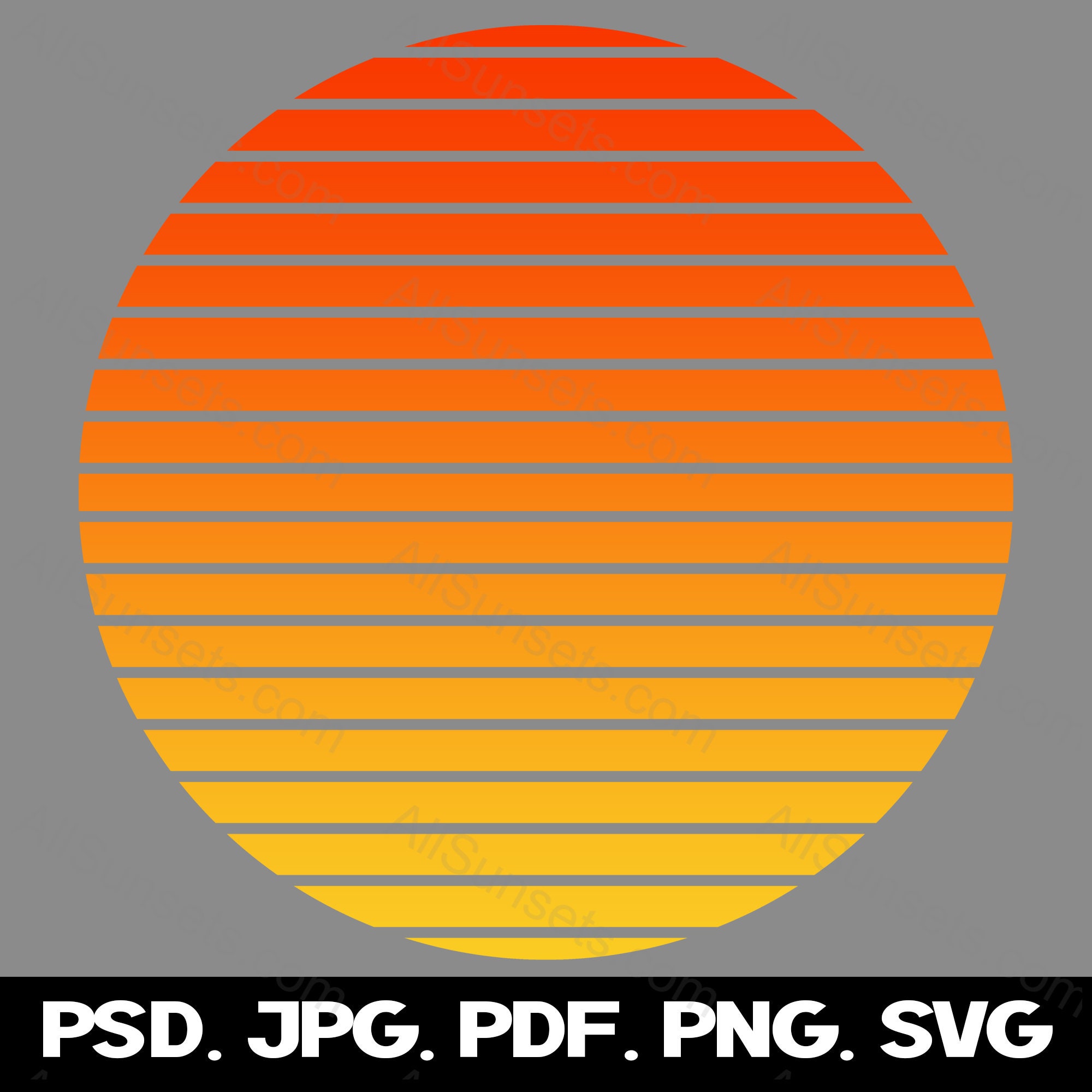 Retro Vintage Sunset PNG Clip Art Sun Color Gradient Palette Instant ...