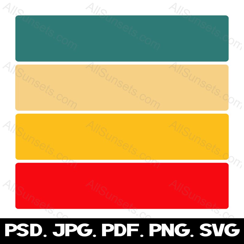 Retro Square Sunset Svg Png Jpg Pdf Psd File Types Clipart - Etsy
