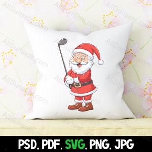 Santa Claus Playing Golf Svg Png Pdf Psd Jpg File Types Christmas St ...