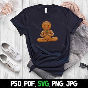Gingerbread Man Cookie Sitting Yoga Pose Christmas Yuletide Clipart Svg ...
