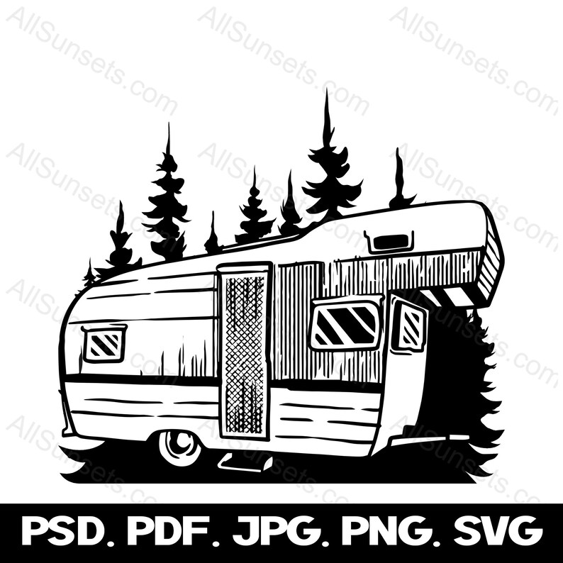 Classic Campers in the Woods 5 Pack Svg Png Jpg Psd Pdf File Types ...