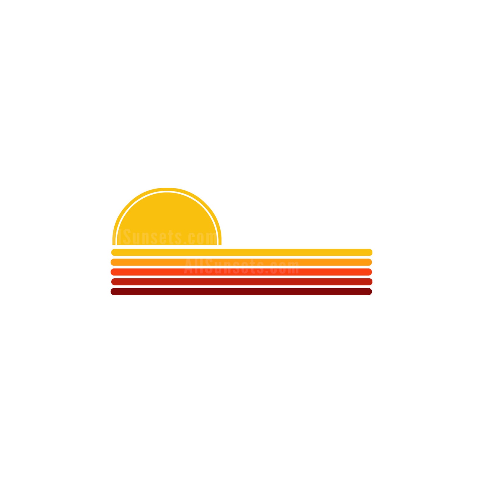 Retro Sunset Horizontal Stripes Half Circle Yellow Orange PNG | Etsy