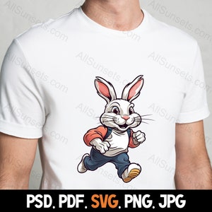 Cute Bunny Rabbit Jogging Character Svg Png Pdf Psd Jpg File Types ...
