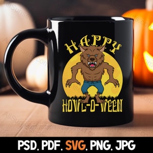 Werewolf Halloween Full Moon Svg Png Jpg Psd Pdf File Types Happy Howl ...
