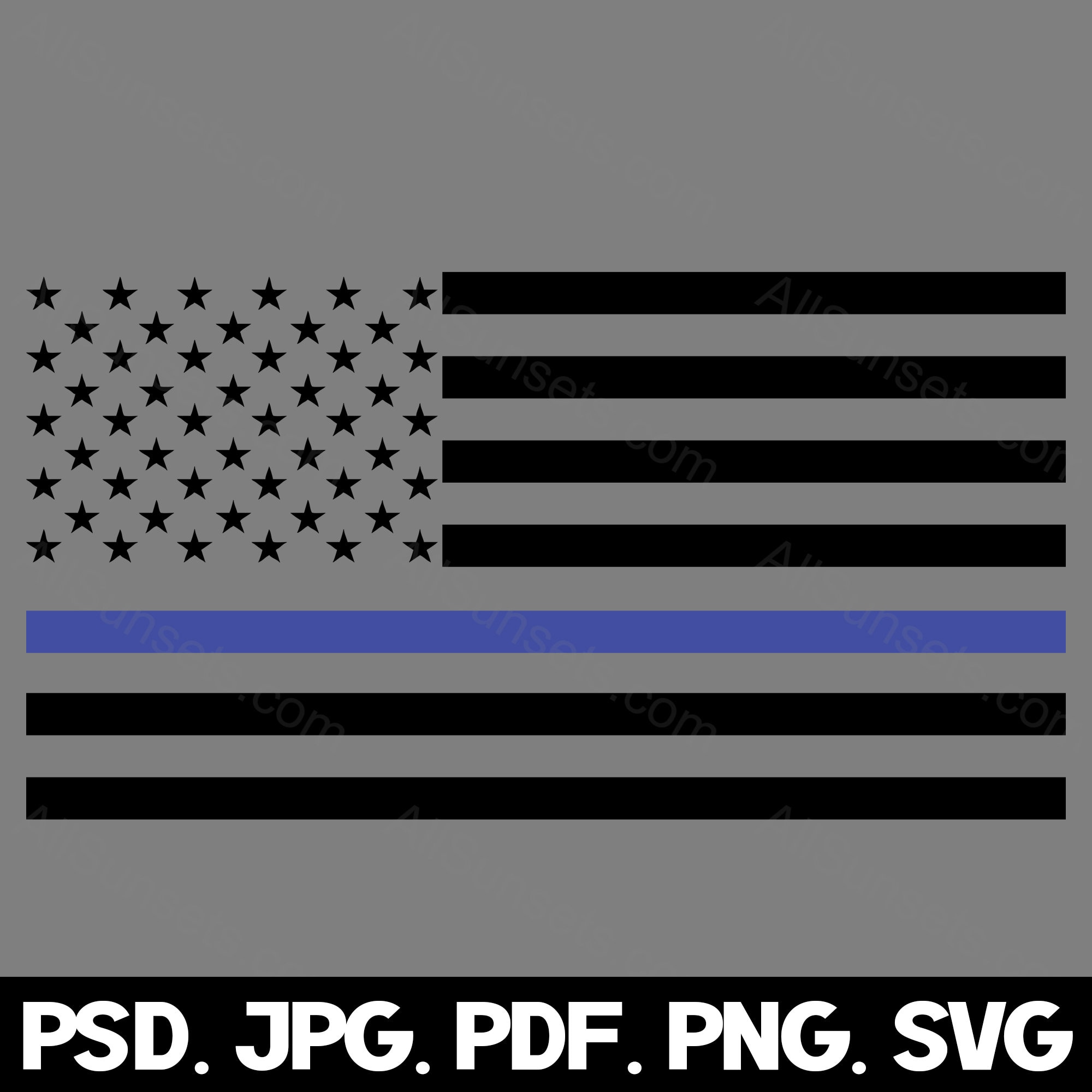 Thin Blue Line American Flag Svg Png Jpg Pdf Psd File Types - Etsy