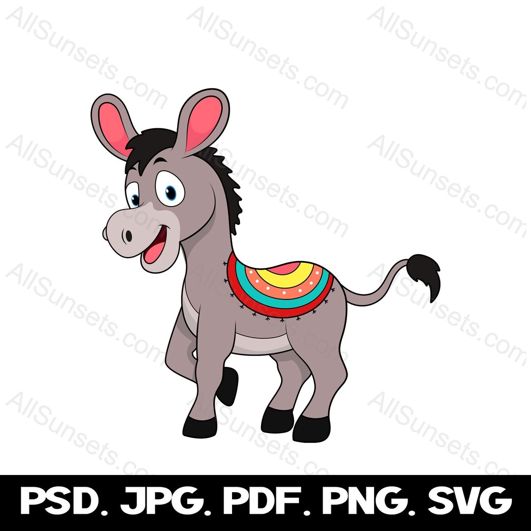 Donkey SVG Spanish Clipart, Cinco De Mayo Vector, Mexican Print on ...