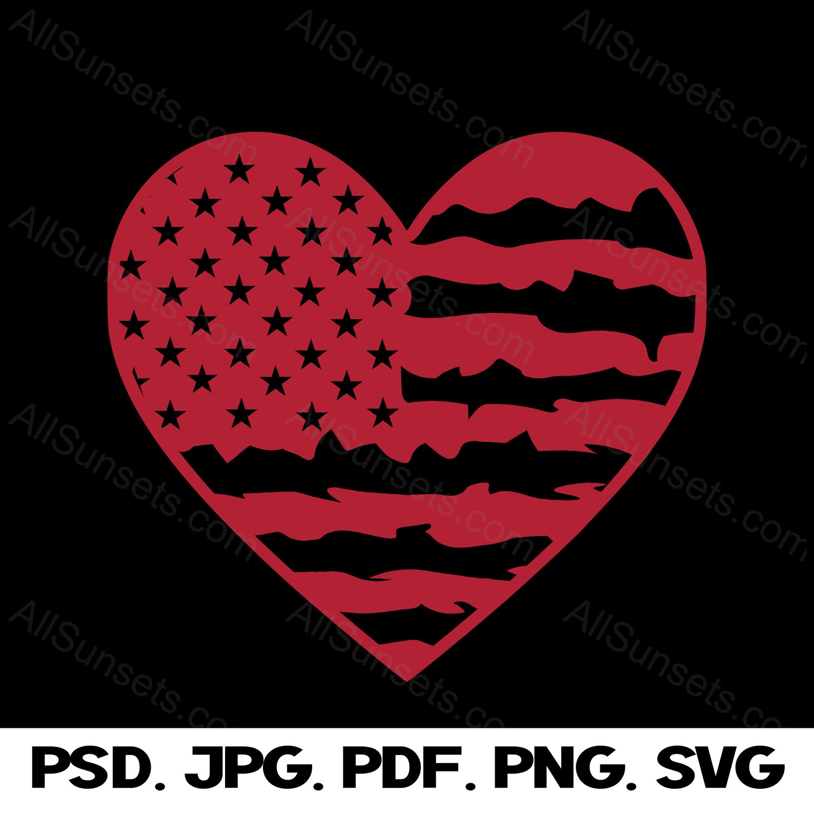 Red Heart Rugged American Flag Svg Png Psd Jpg Pdf File Types - Etsy