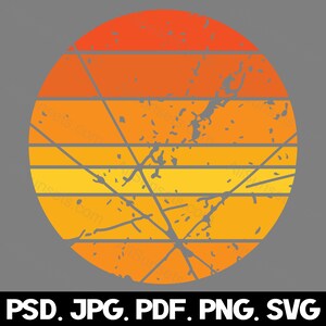 Distressed Round Retro Sunset Svg Png Psd Jpg Pdf File Types Grunge ...