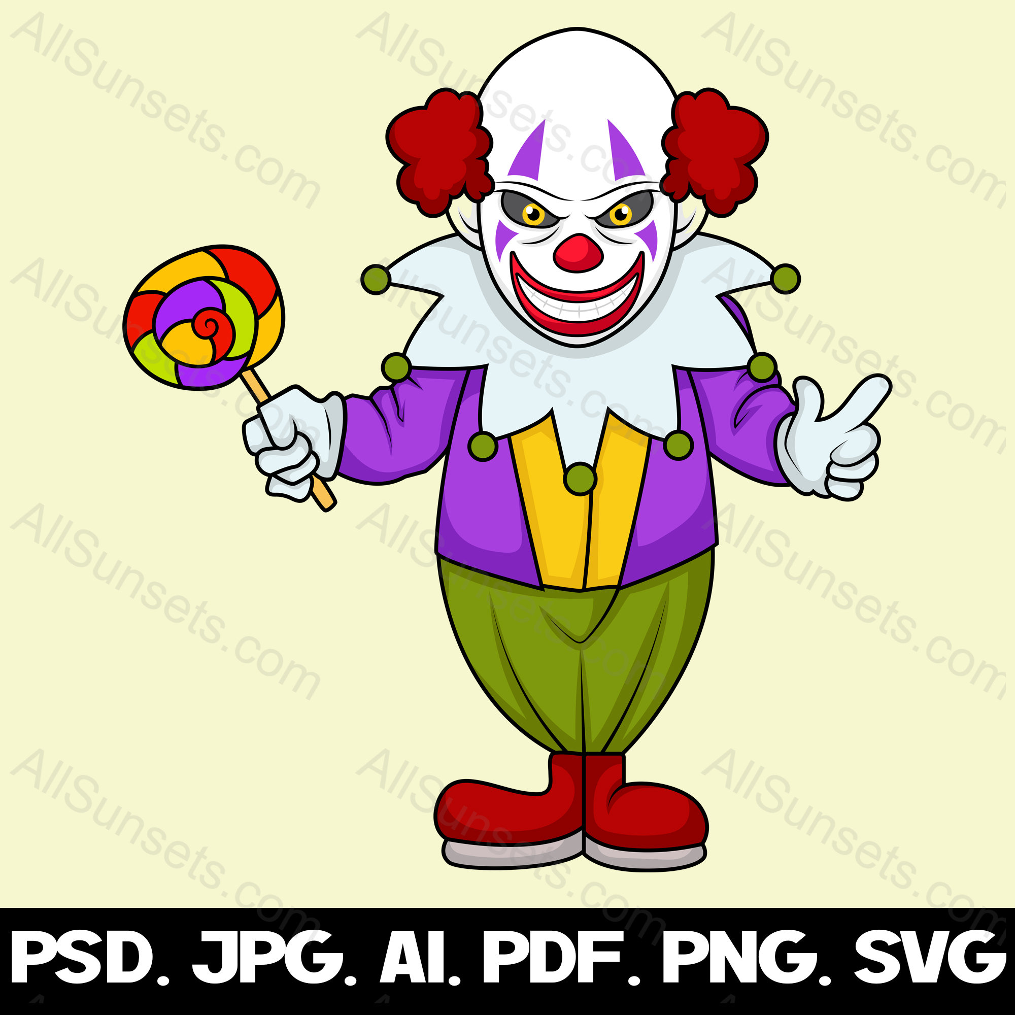 Evil Clown Svg Png Ai Pdf Psd Jpg File Types Killer Circus - Etsy Canada
