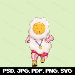 Bacon and Eggs Running Svg Png Pdf Psd Jpg File Types Racing 5k 10k ...