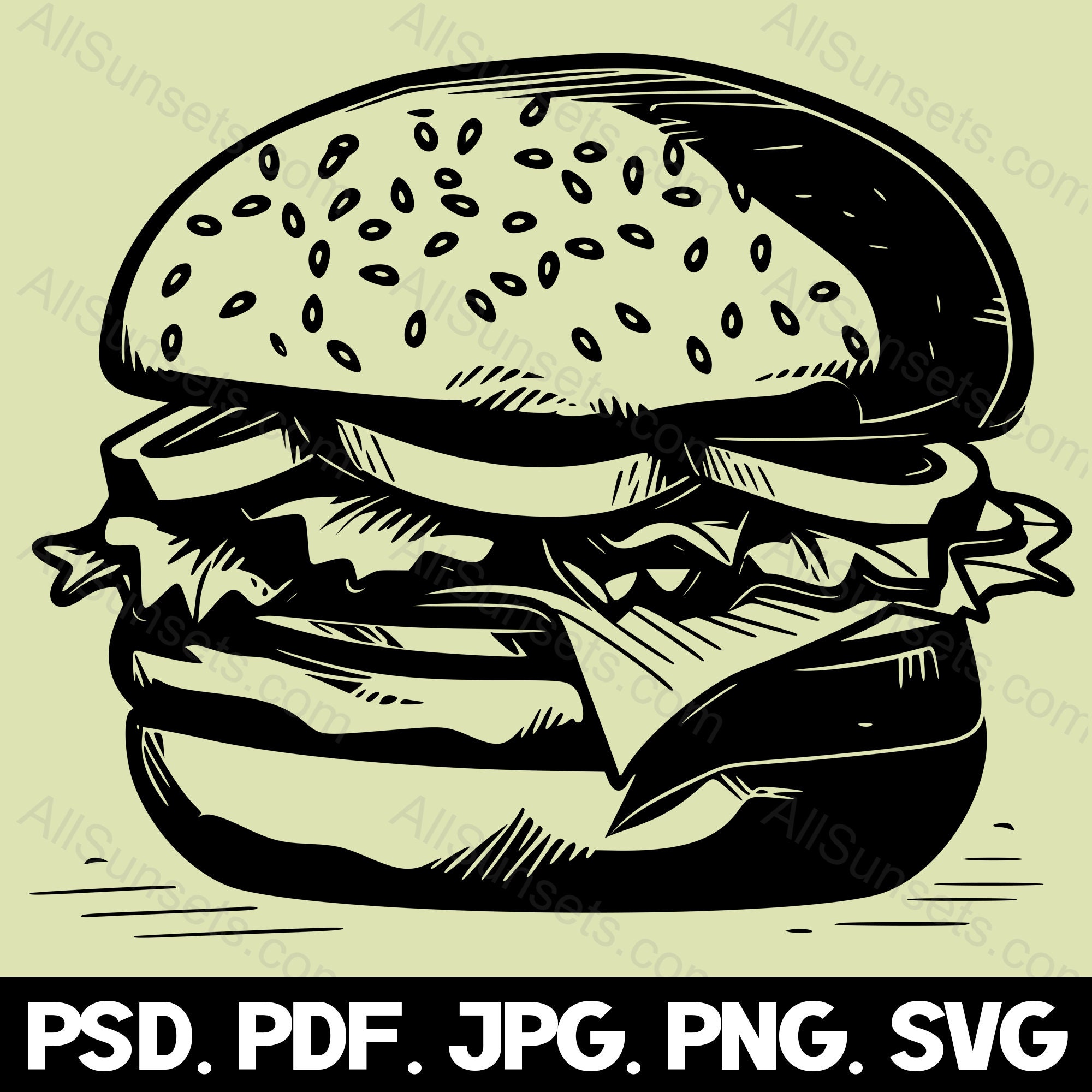 Cheeseburger Meat Patty Silhouette Svg Png Psd Jpg Pdf File Types ...
