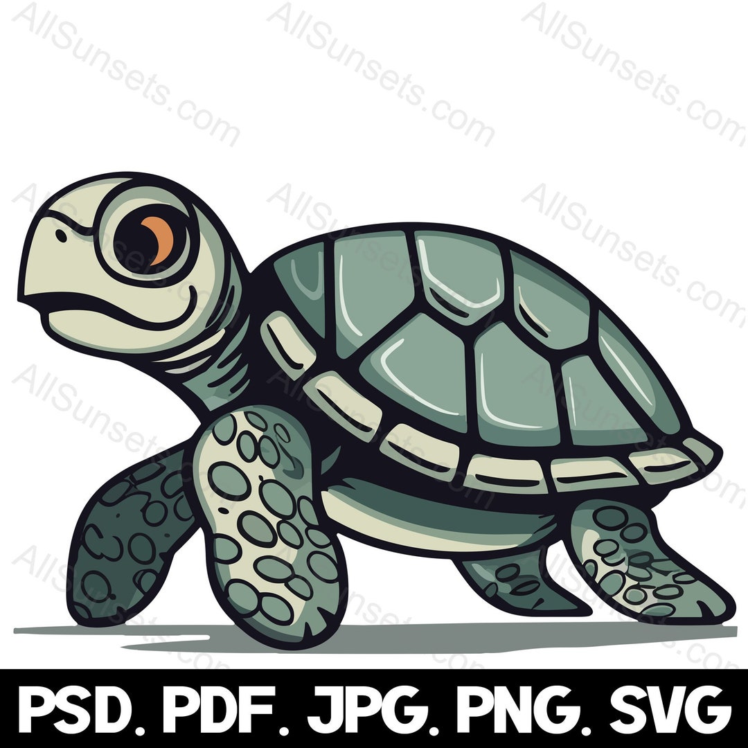 Sea Turtle Cartoon Svg Png Psd Jpg Pdf File Types Cute Ocean Tortoise ...