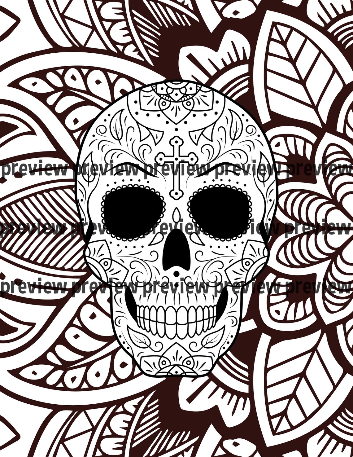 Sugar Skulls Adult Coloring Pages 3 Pack 3 Mexican Dia De Los | Etsy