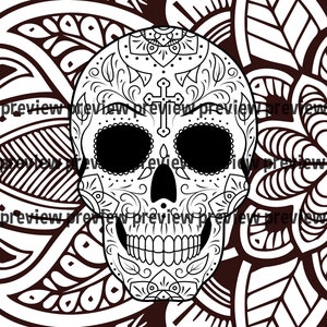 Sugar Skulls Adult Coloring Pages 3 Pack #3 Mexican Dia De Los Muertos ...