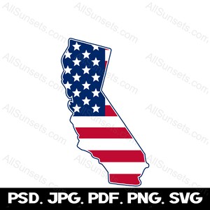 California State Shape American Flag Svg Png Jpg Pdf Psd File Types ...