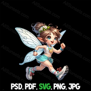 Fairy Running Svg Png Pdf Psd Jpg File Types Saint Patrick Pixie ...