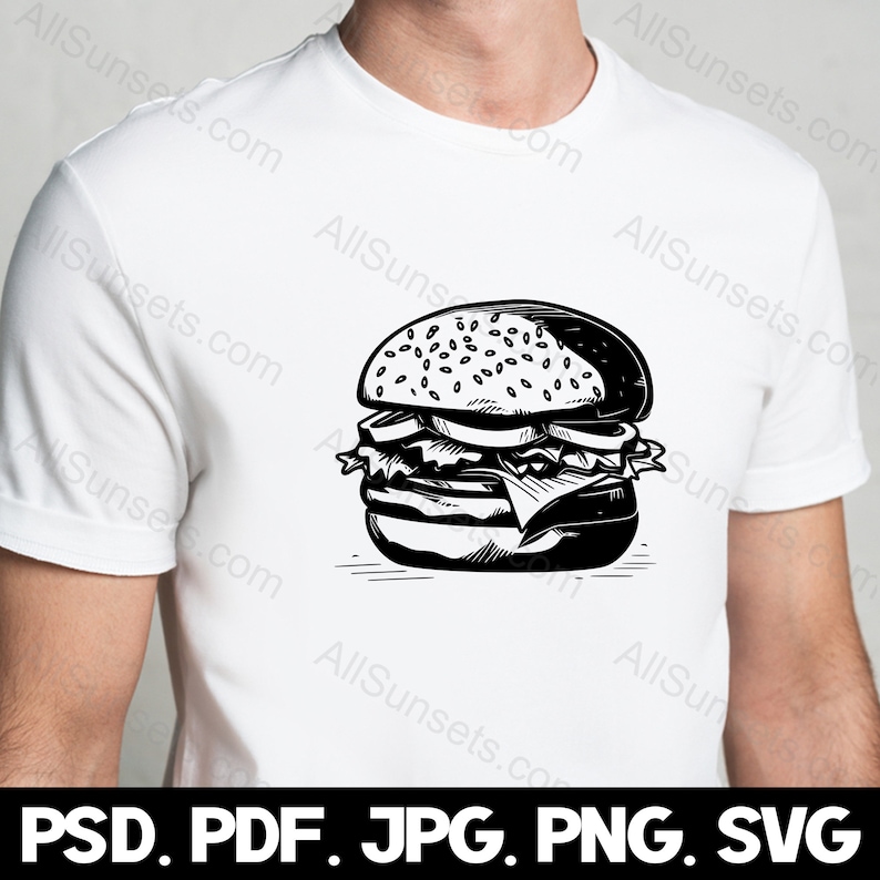 Cheeseburger Meat Patty Silhouette Svg Png Psd Jpg Pdf File - Etsy