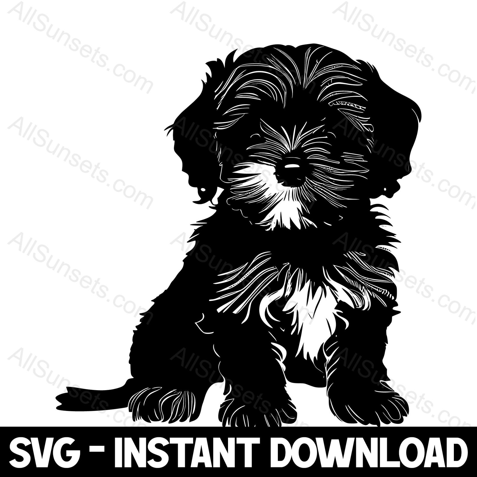 Havanese Puppy Silhouette SVG 10 Dog Vectors Bulk Pack Clipart for ...