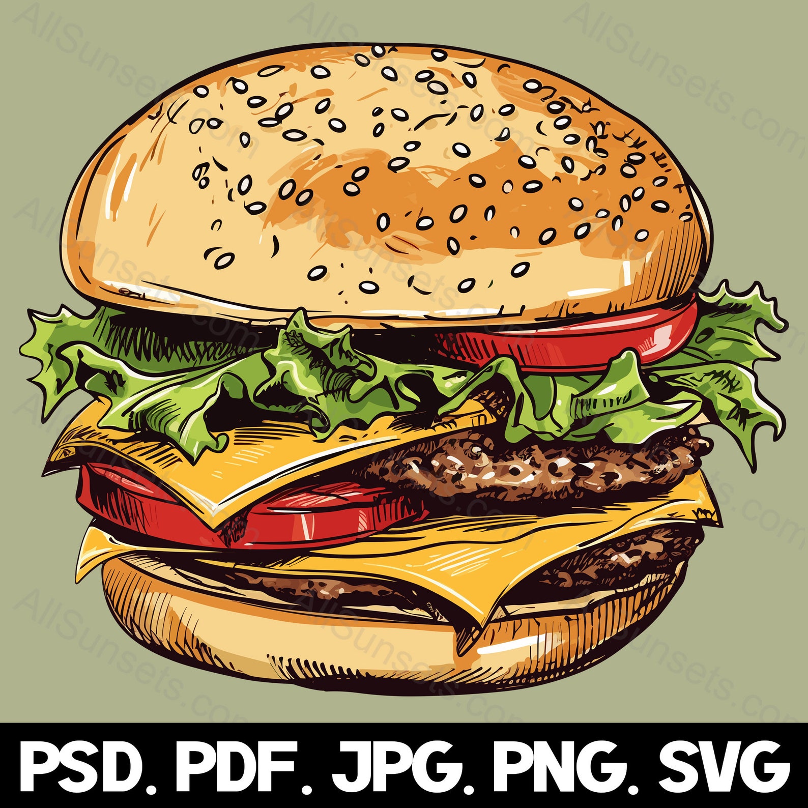 Cheeseburger Food Logo Svg Png Psd Jpg Pdf File Types Full - Etsy