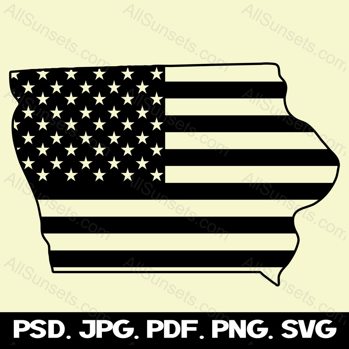 Iowa State Shape American Flag PNG SVG Patriotic Clipart USA - Etsy