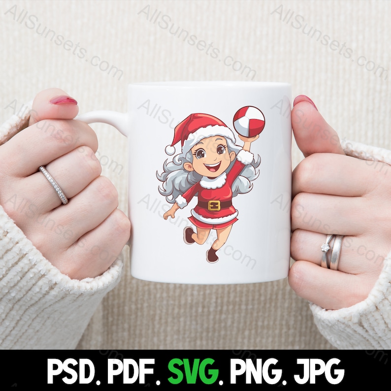 Mrs Claus Playing Volleyball Svg Png Pdf Psd Jpg Files Christmas St ...