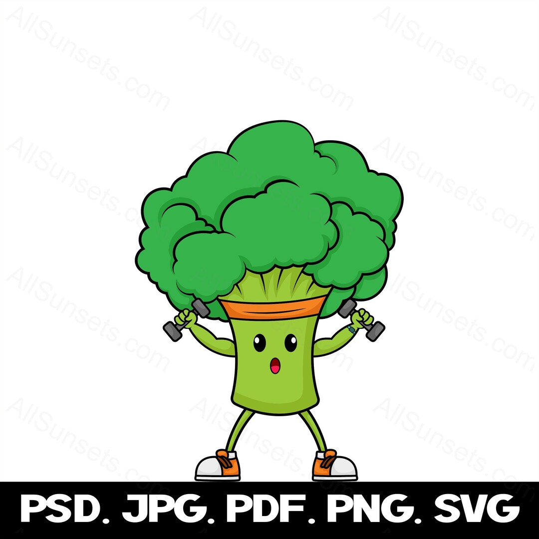 Broccoli Exercise Fitness Svg Png Pdf Psd Jpg File Types - Etsy