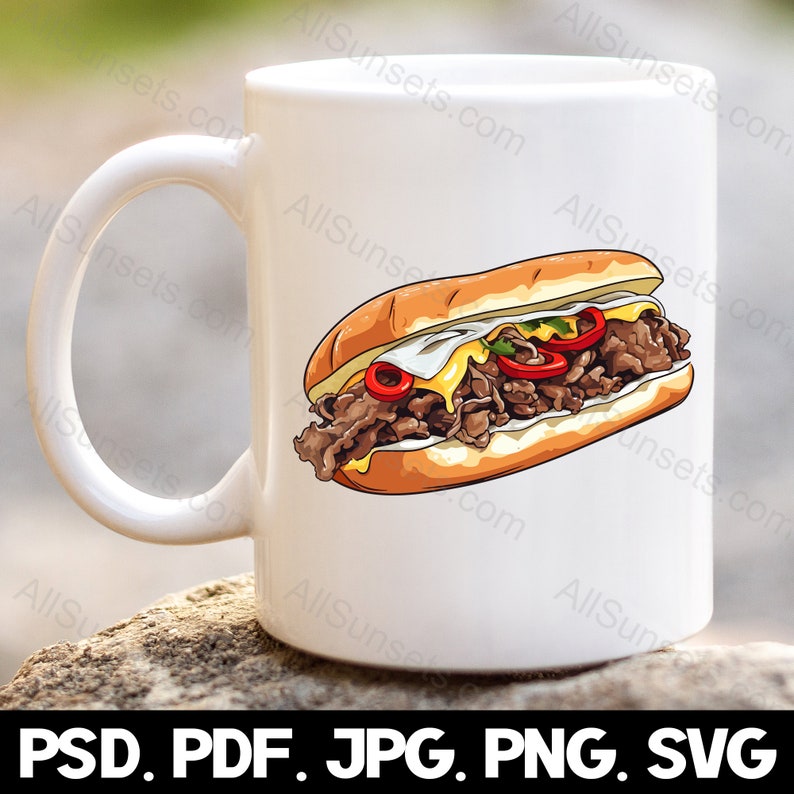 Philly Cheesesteak Sandwich Svg Png Psd Jpg Pdf File Types Full Color ...