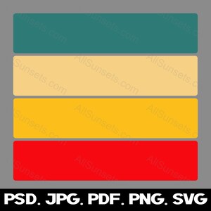 Retro Square Sunset Svg Png Jpg Pdf Psd File Types Clipart Teal Tan ...
