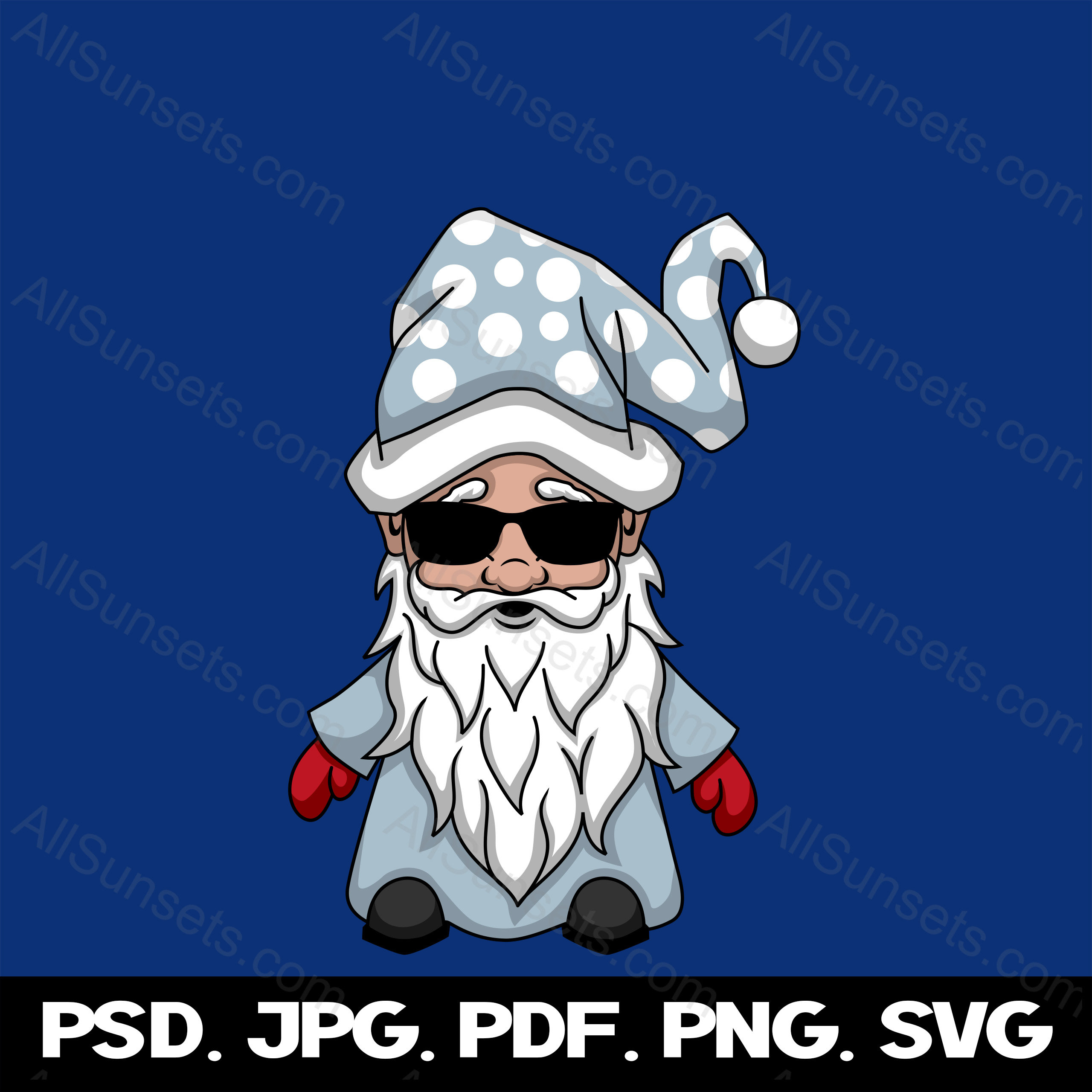 Gnome Elf Sunglasses Blue Svg Png Jpg Pdf Psd Files Vintage - Etsy