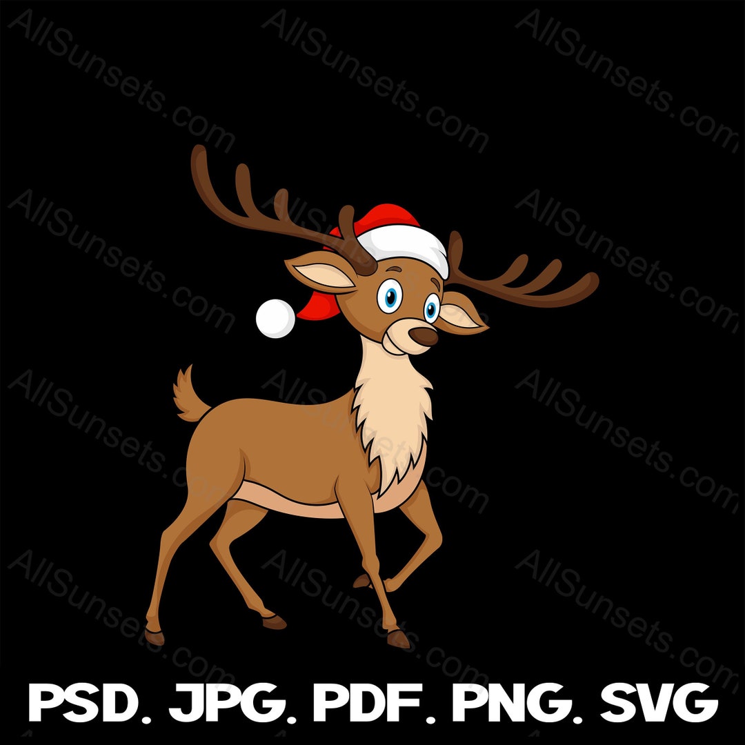 Reindeer Svg Png Jpg Pdf Psd File Types Deer Antlers Vintage Christmas ...