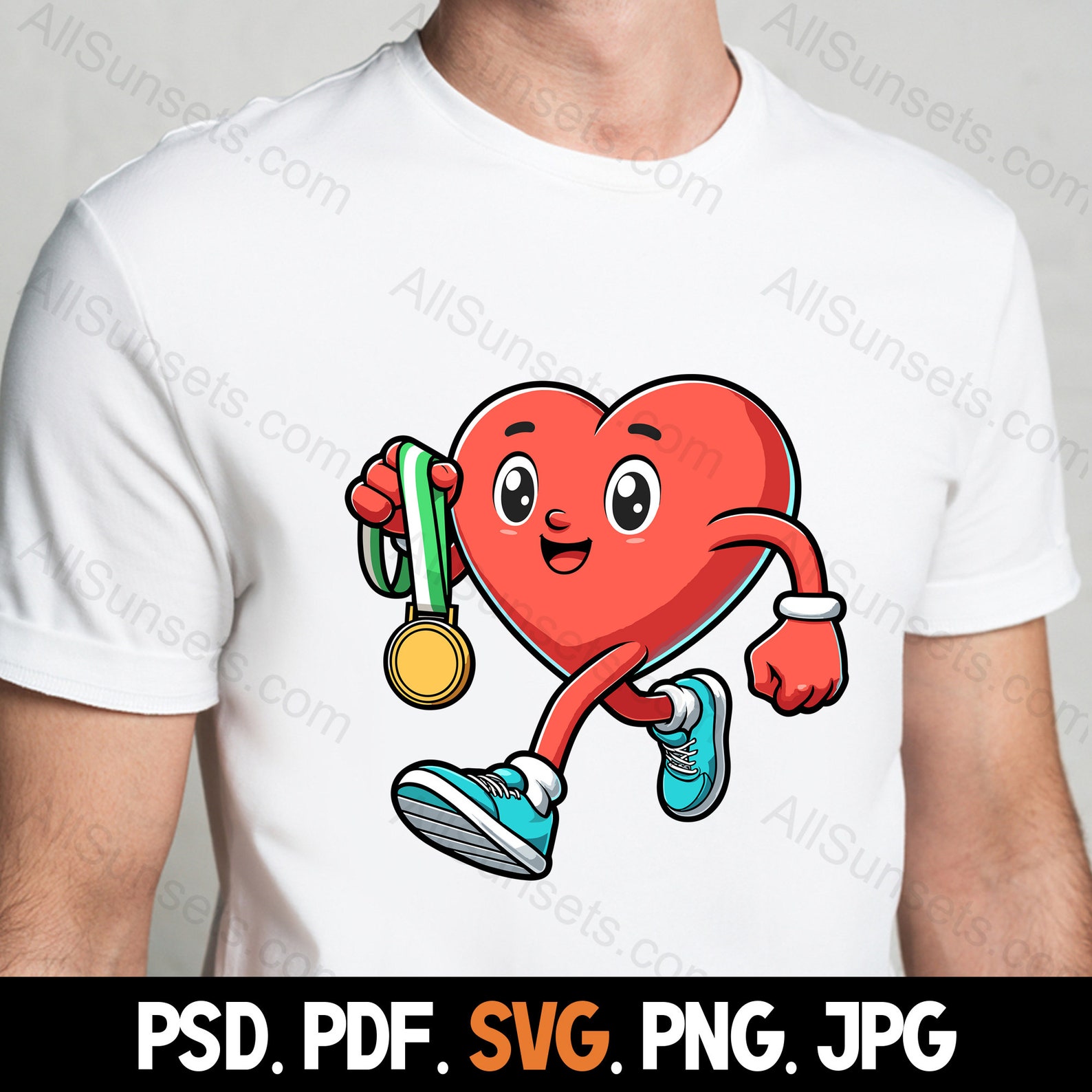 Heart Jogging Svg Png Pdf Psd Jpg File Types Valentines Day or Healthy ...