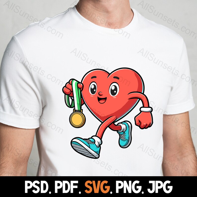 Heart Jogging Svg Png Pdf Psd Jpg File Types Valentines Day or Healthy ...