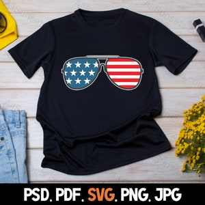 American Flag Sunglasses Svg Png Pdf Psd Jpg File Types Patriotic 4th ...