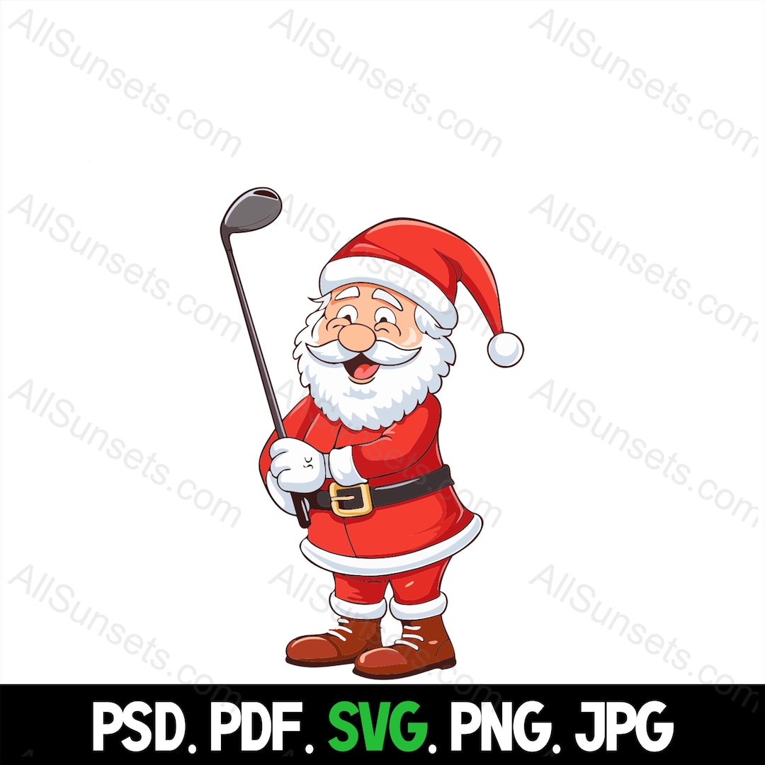 Santa Claus Playing Golf Svg Png Pdf Psd Jpg File Types Christmas St ...