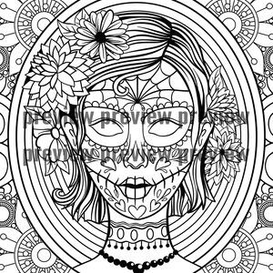 Dia De Muertos Adult Coloring Pages 3 Pack #2 Day of the Dead Calavera ...