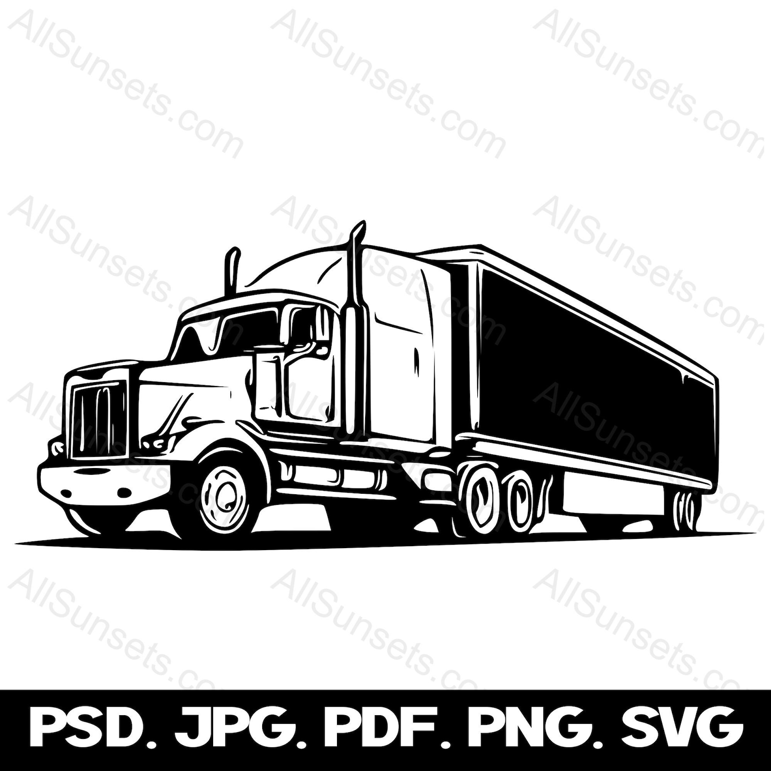 Semi Truck SVG Diesel Vehicle 18 Wheeler Vector Graphic - Etsy